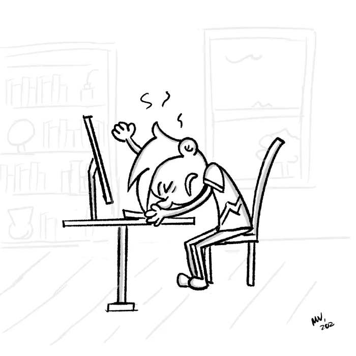 Frustrated at Desk Original Work Cartoon eCard | OllyJolly